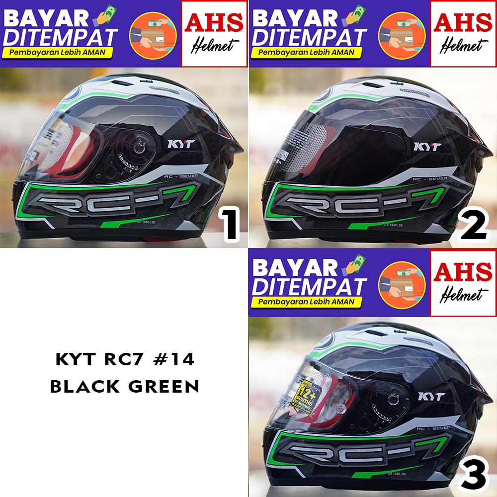 Jual Helm KYT Full Face Kyt RC7 Motif Seri 14 White Green Original Helm ...
