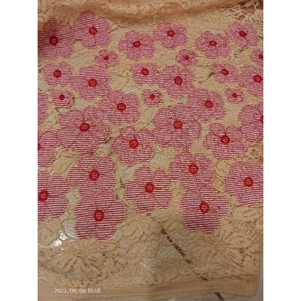 Jual kain brukat kombinasi bordir bunga/bahan brukat kombinasi | Shopee ...