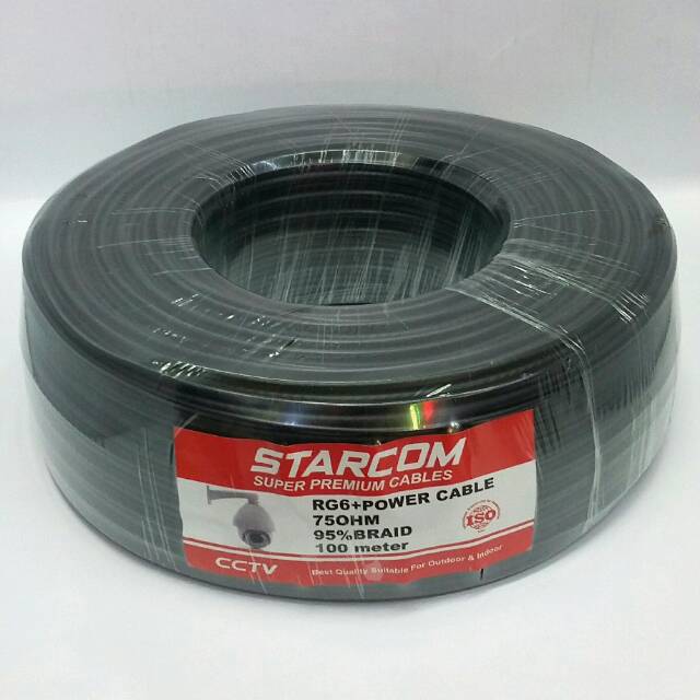 Jual Kabel Kamera Cctv RG 6 + Power 100m Starcom Kabel Coaxial Rg 6 ...