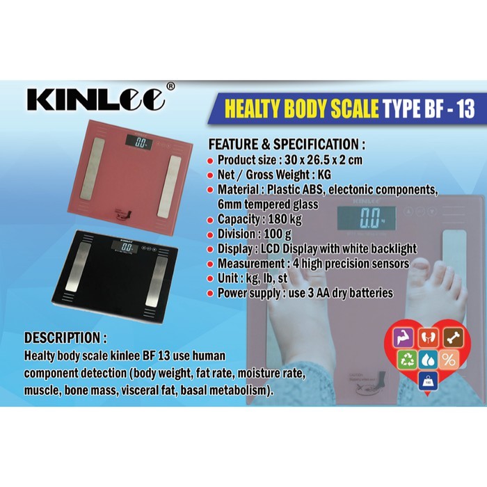 Jual TIMBANGAN Kinlee Body Analysis Scale BLACK | Shopee Indonesia