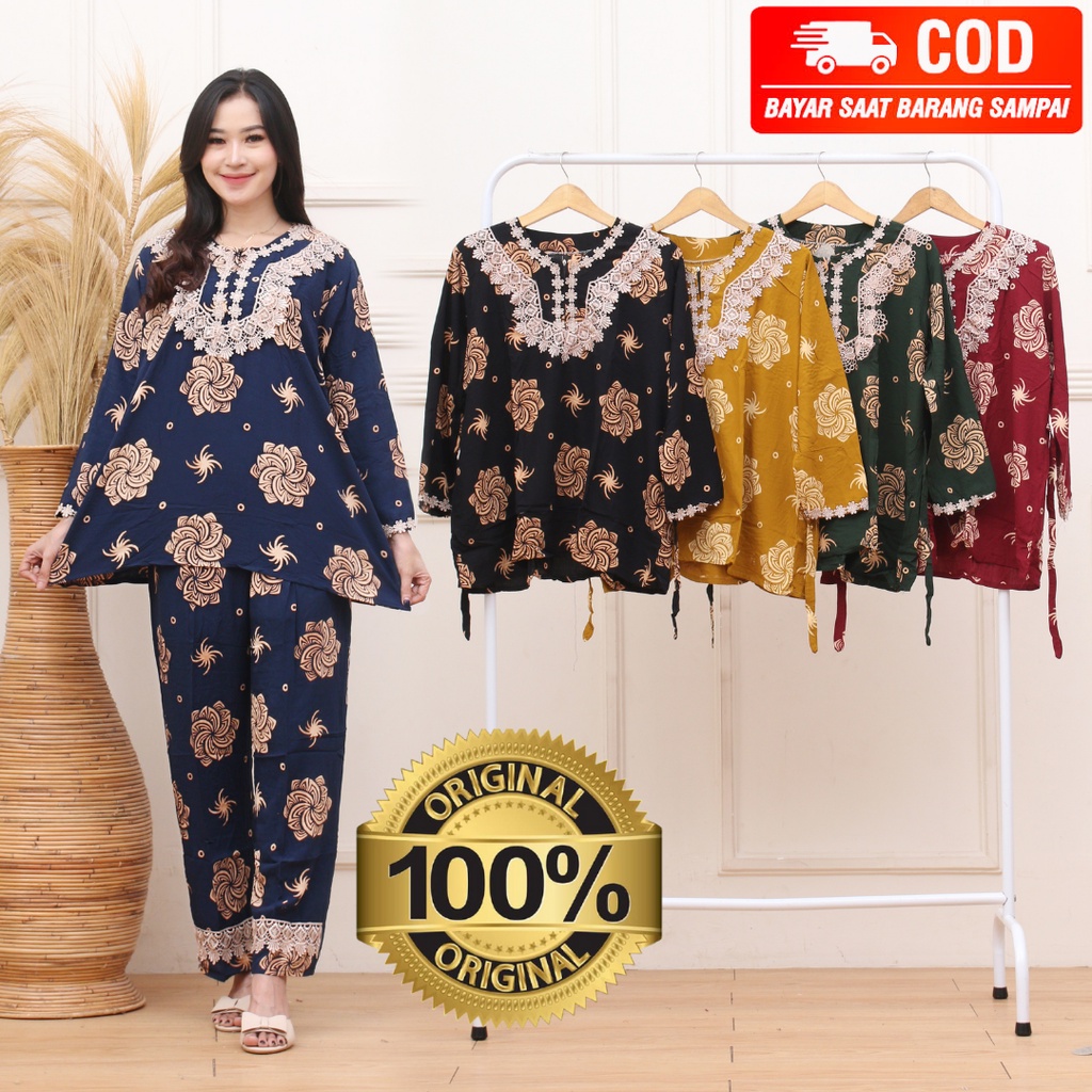Jual One Set piyama jumbo / Setelan arab renda Lengan panjang baju ...