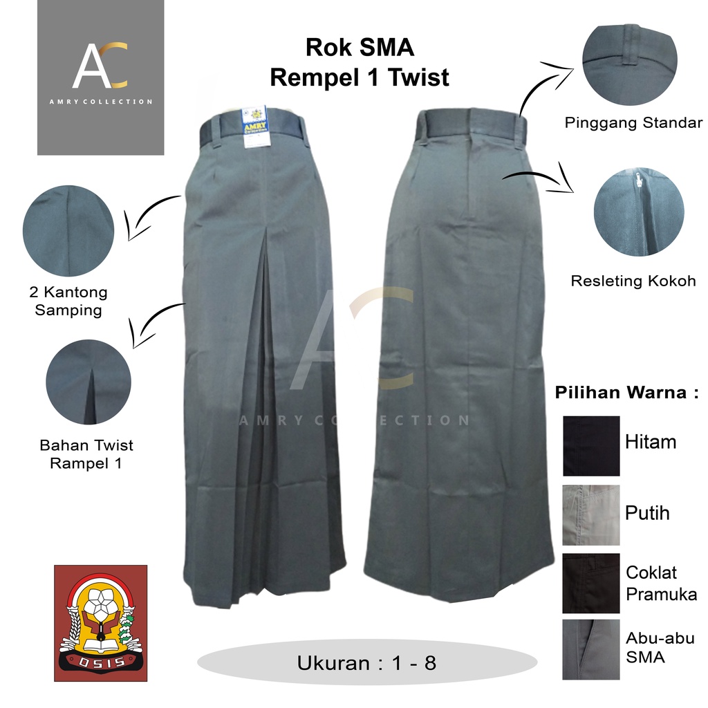 Jual Rok span Abu-abu SMA Maxi Panjang belah 1 | Shopee Indonesia