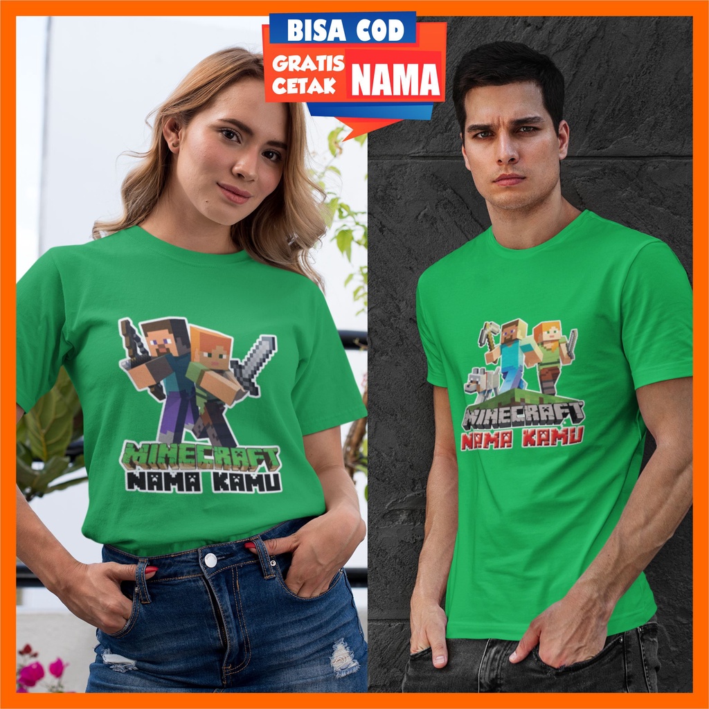 Jual Baju Kaos Minecraft Dewasa Banyak Motif Minecraft Pilih Warna Kaos ...