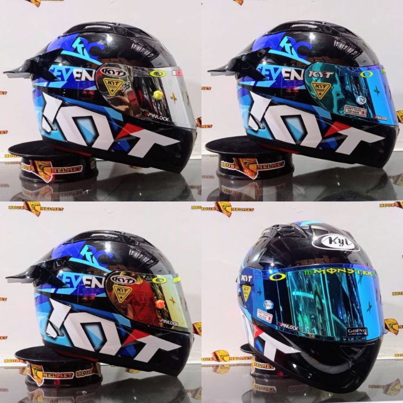 Jual HELM FULL FACE KYT RC7 motif Black/blue KYT RC SEVEN Paket gantang ...