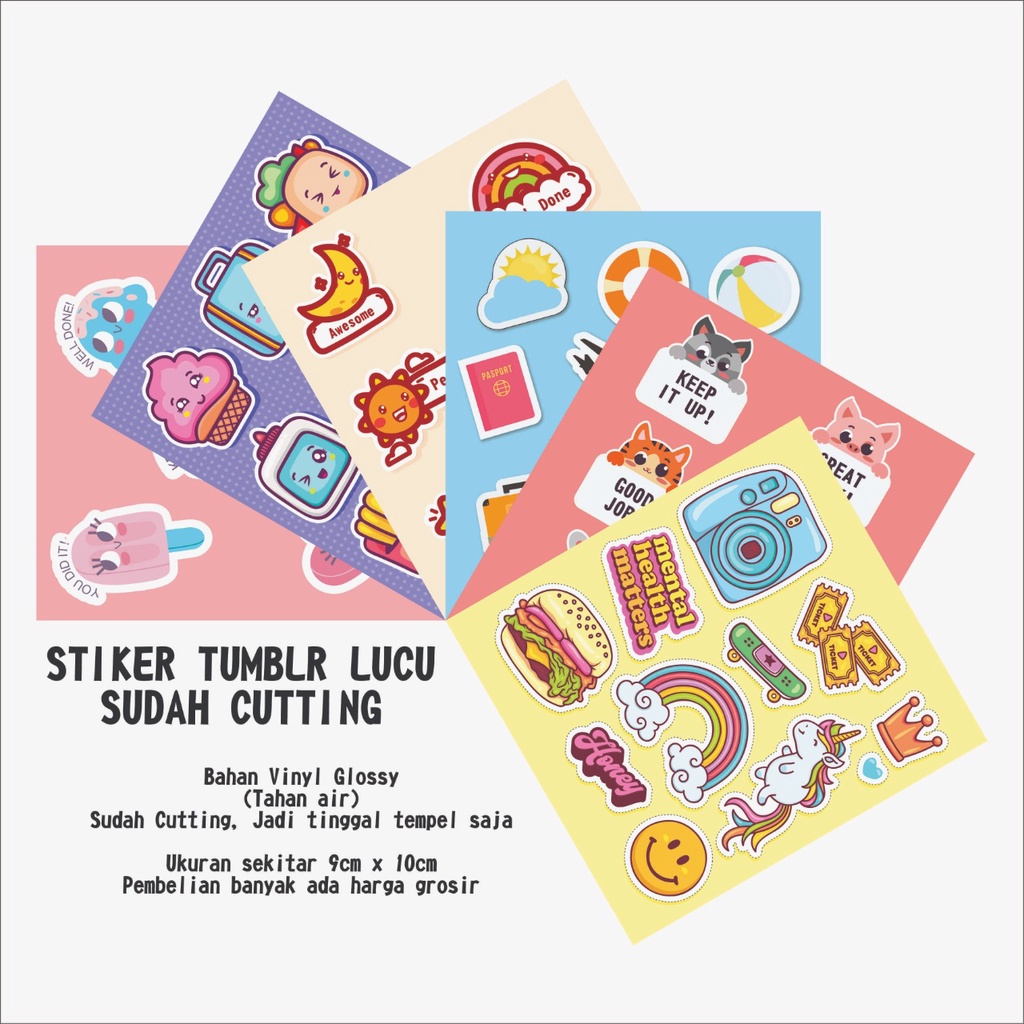 Jual Sticker Tumblr / Stiker Aesthetic Pack lucu Waterproof Sudah ...
