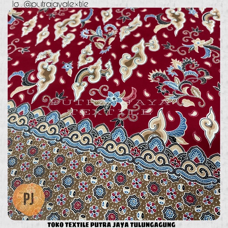 Jual OBRAL! KAIN BATIK SEMI SUTRA MOTIF MEGA MENDUNG (Merah 2,85m ...