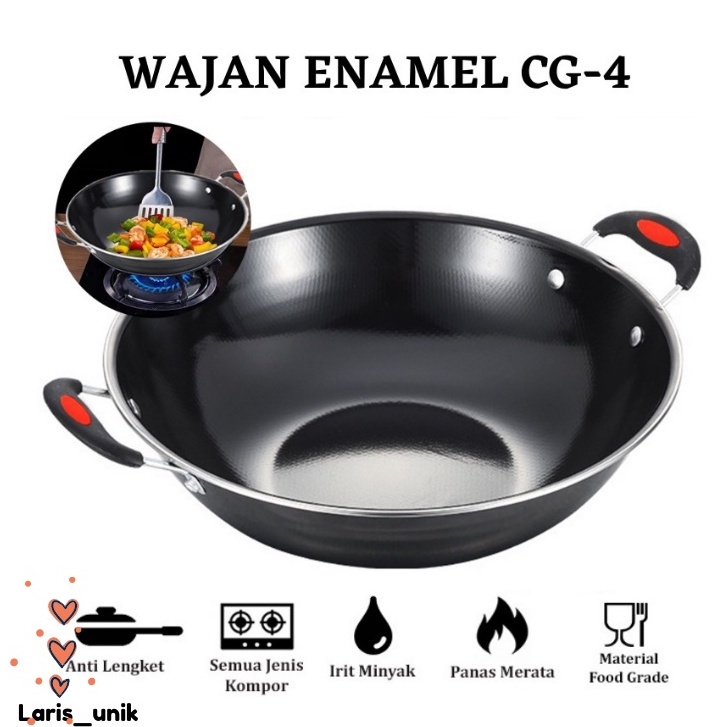 Jual WAJAN ENAMEL ANTI LENGKET Multifungsi Ukuran 32 CM [Wajan Kuping ...