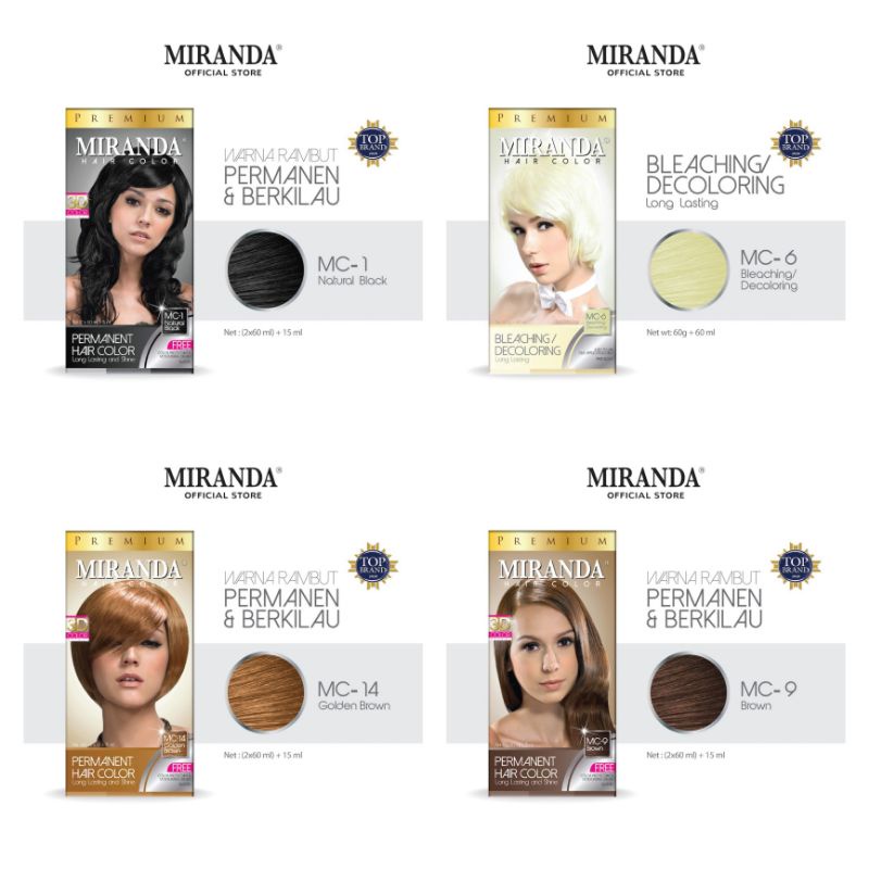 Jual MIRANDA Permanent Hair Color 60ml×2 | Shopee Indonesia