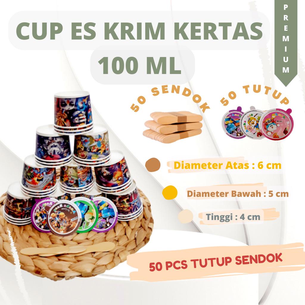 Jual Kap Es Krim Murah Cup Ice Cream Dan Sendok Cup Es Cream 100 Ml ...