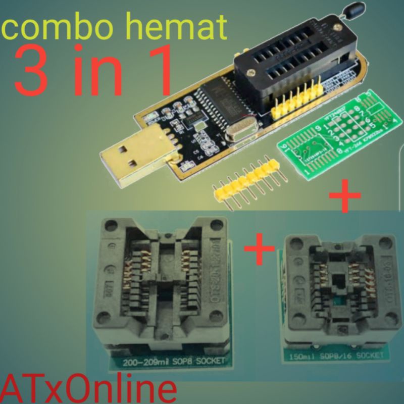 Jual CH341A USB PROGRAMMER plus 2 buah socket adapter sop8 150ml dan ...