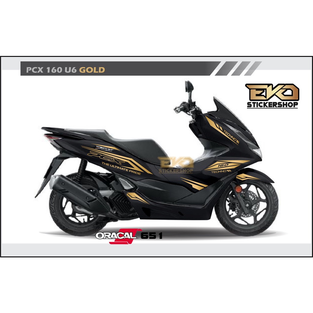 Jual Sticker PCX 160 HITAM Cutting Stiker New Pcx Gold TECHNO | Shopee ...