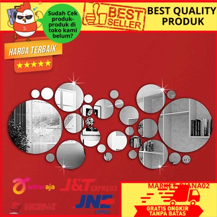 Jual STICKER ACRYLIC 30 PCS KACA DEKORASI DINDING BULAT MINIMALIS MEWAH ...