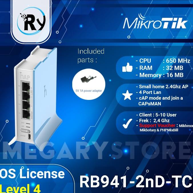 Jual Mikrotik Router RB941-2nD-TC HAP Lite - Blue White | Shopee Indonesia