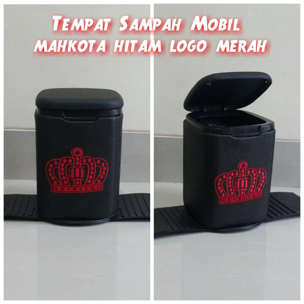 Jual Tempat Sampah Mobil Mahkota Hitam Logo Merah | Shopee Indonesia