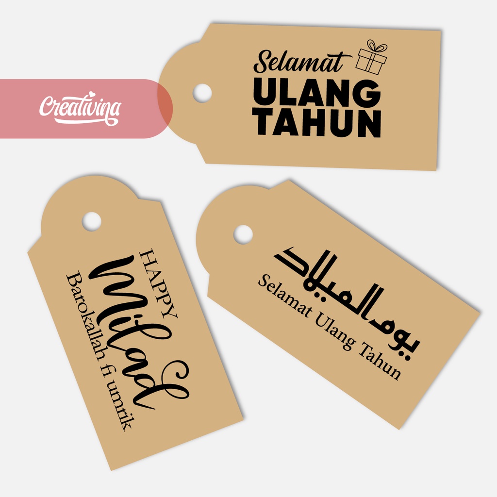 Jual Hang Tag Happy Birthday Selamat Ulang Tahun Happy Milad Barakallah ...