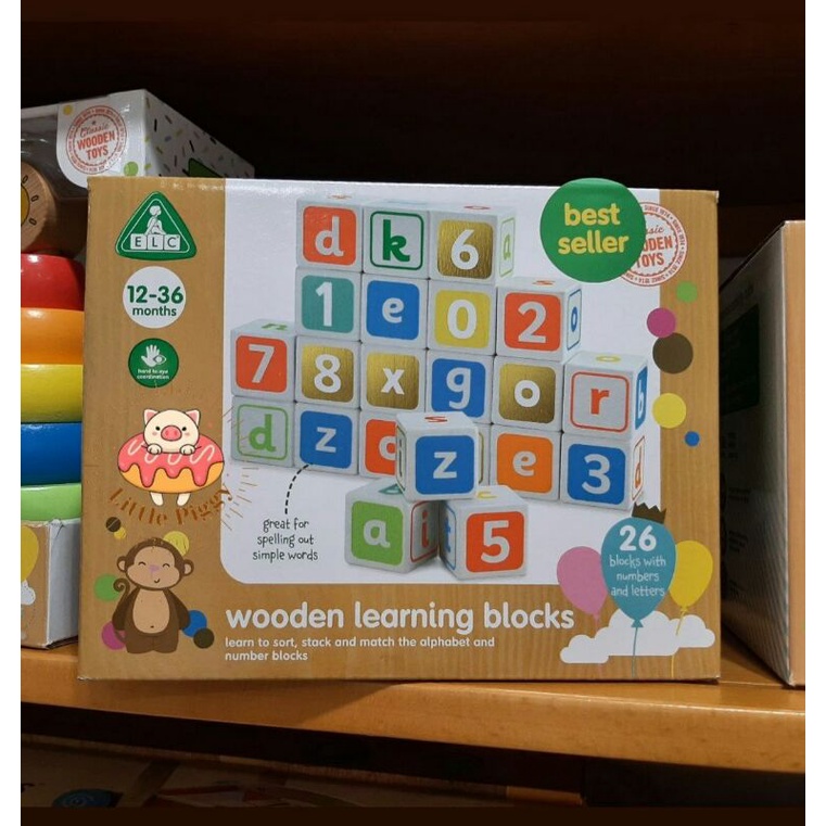 Jual ELC wooden alphabet toys / stacking rings | Shopee Indonesia