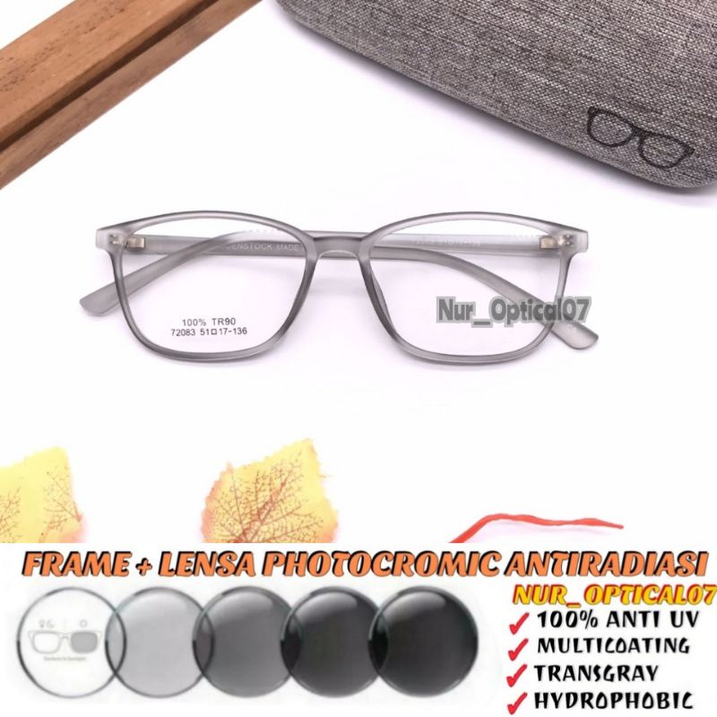 Jual Frame Kotak Muka Kecil Pria Wanita (Free Lensa Photocromic Minus ...