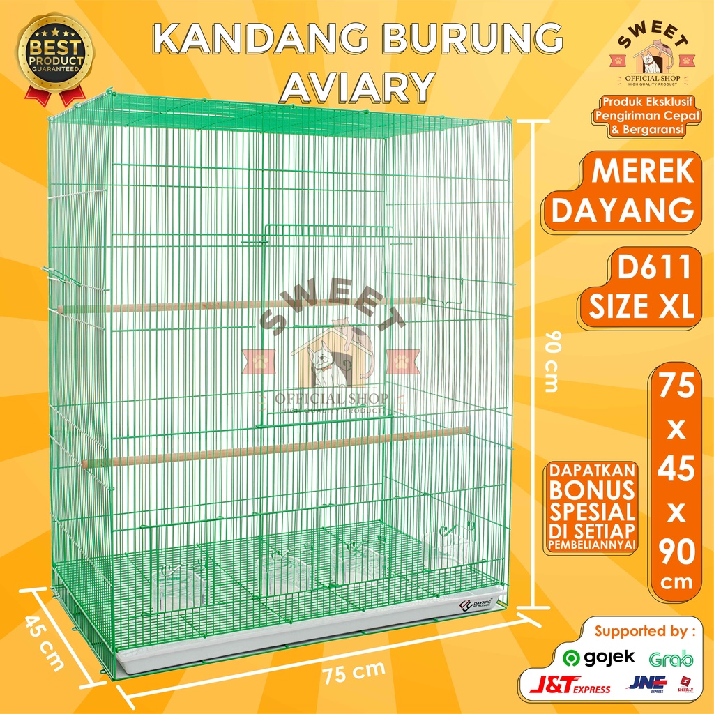Jual KANDANG BURUNG AVIARY D611 SIZE XL 75x45x90 MEREK DAYANG - KANDANG ...