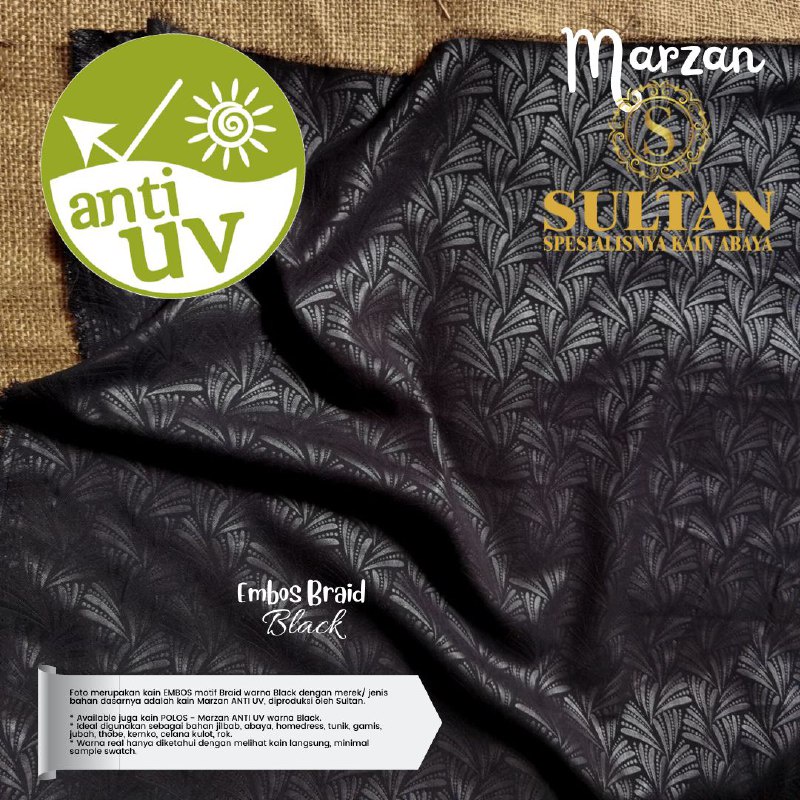 Jual 50CM EMBOS BRAID MAZEN HITAM KAIN SULTAN (BAHAN JET BLACK/ NORMAL ...