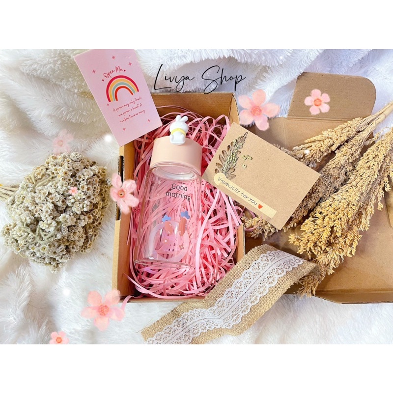 Jual Hamper gift box kado ulang tahun gelas kaca shaker rabbit kado ...