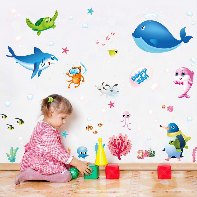 Jual Reliza Wall Sticker Ikan Kamar Mandi Fish Toilet Shark Paus Stiker ...