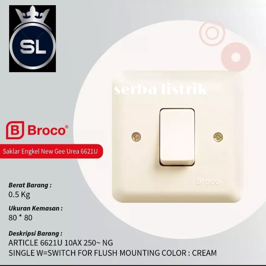 Jual BROCO IB SAKLAR ENGKEL CREAM 6621- IB SAKLAR ENGKEL BROCO | Shopee Indonesia