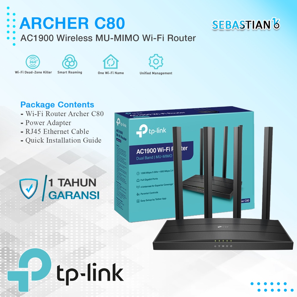 Jual TP-Link Archer C80 AC1900 Gigabit Dual Band Wifi Router - TPLINK ...