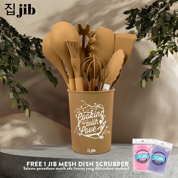 Jual JIB Silicone Utensil Set 11 + Bucket / Kitchen Silicon Utensil Set ...