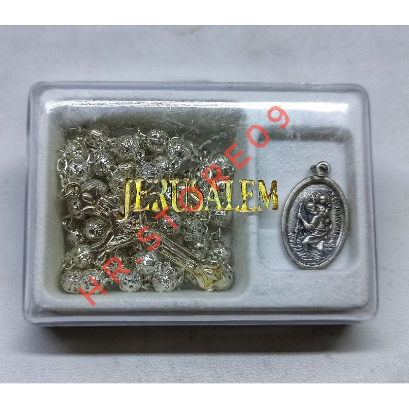 Jual ROSARIO PERAK CANTIK PLUS LIONTIN MENDALI ST KRISTOFORUS ASLI ...