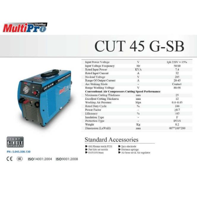 Jual Mesin Las Plasma Cutting Multipro Cut 45 Gsb Potong Plat Besi ...
