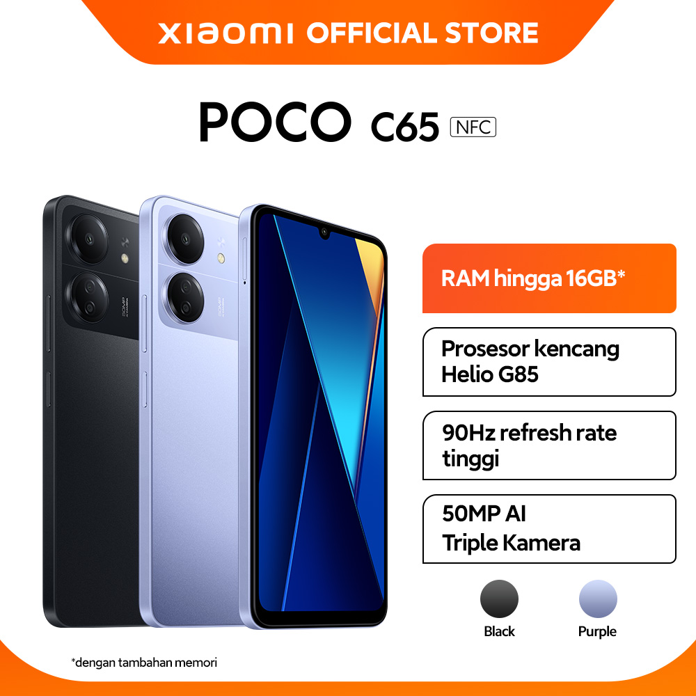 Jual POCO C65 (6/128GB) (8/256GB) | Helio G85 | 90Hz refresh rate tinggi | 50 MP AI Triple ...