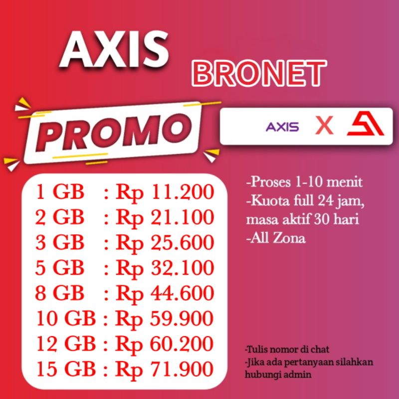 Jual PRODUK TERBARU !!! PAKET DATA BRONET / DATA PURE AXIS PROMO | FULL ...