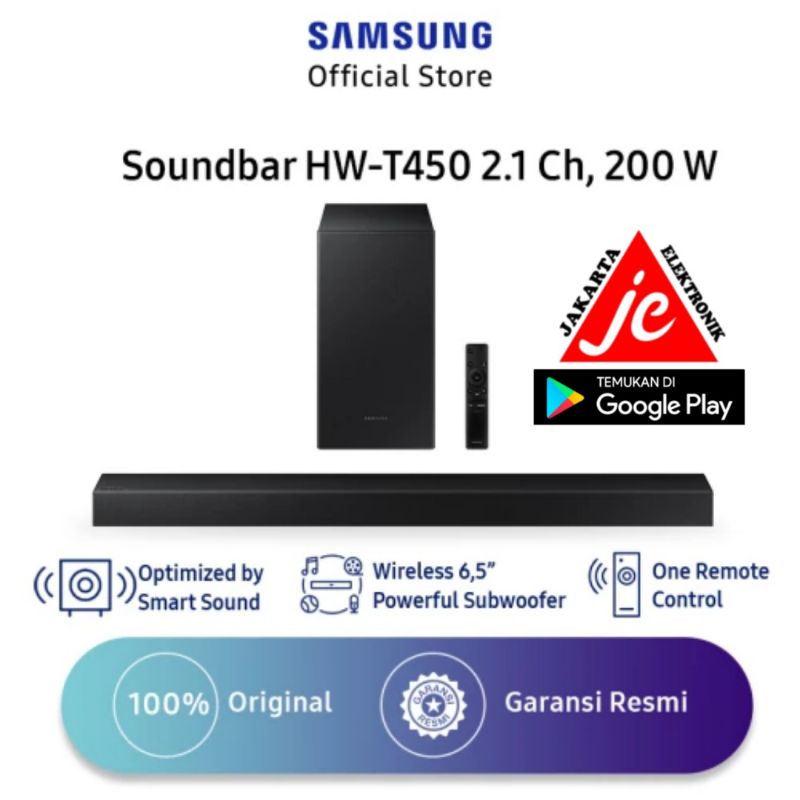 Jual SAMSUNG SOUNDBARD HW-T450 2.1ch Surround Bluetooth Dolby Audio ...
