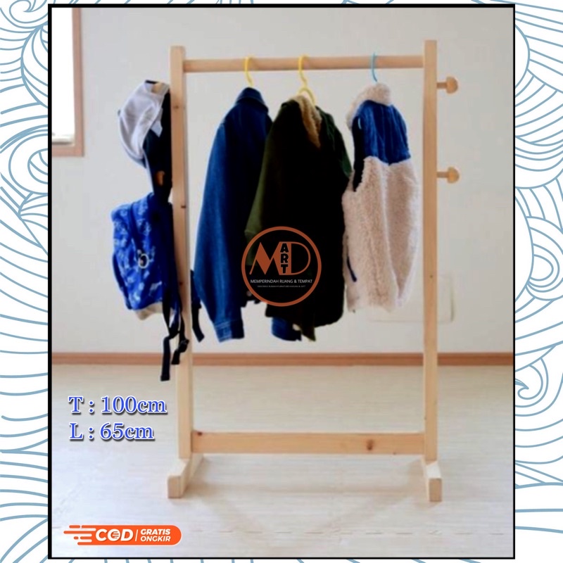 Jual Stand Hanger pakaian kayu / hanger pakaian / gantungan baju ...