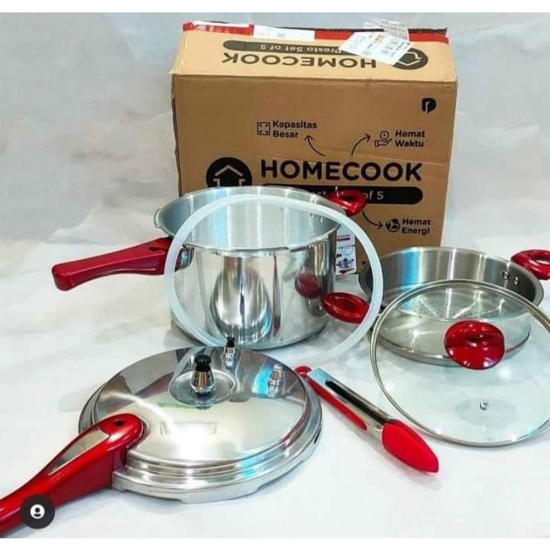 Jual Homecook Presto Set of 5 Panci Presto dan Steamer Stainless Steel Set Kapasitas 8 Liter ...