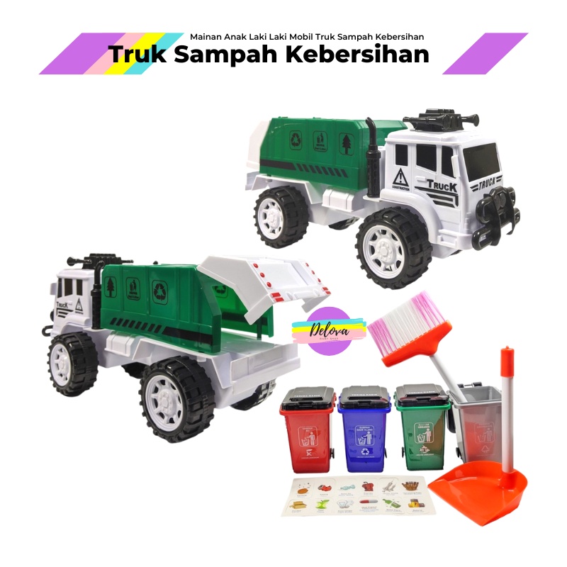 Jual Truk Sampah Kebersihan 4 Tong Sapu Cikrak Mainan Anak Mobil Truck ...