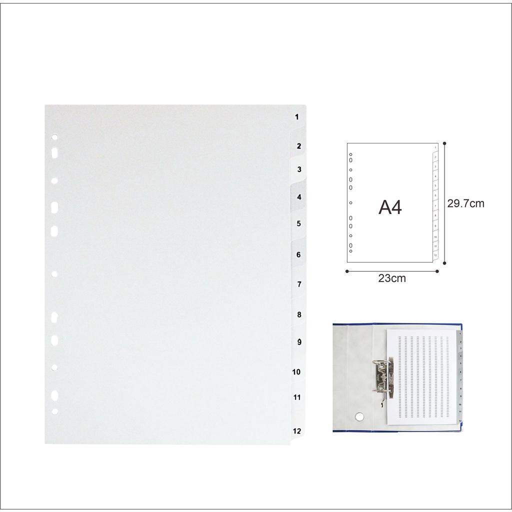 Jual Pembatas Binder A4 1-12 TABS / Odner Divider Index / File Divider ...