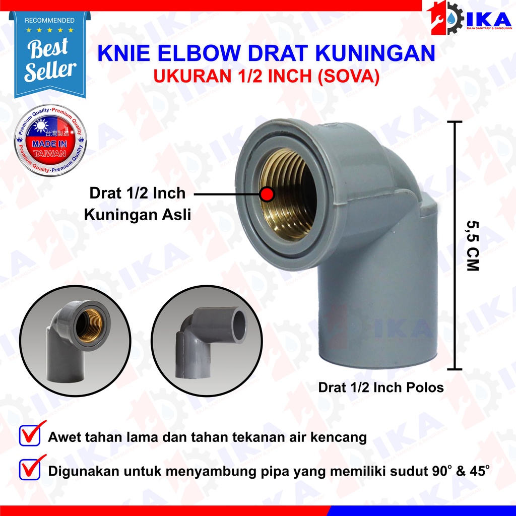 Jual KNEE DRAT DALAM PVC KUNINGAN 1/2 INCH / ELBOW PIPA /UNION KUALITAS BGS | Shopee Indonesia