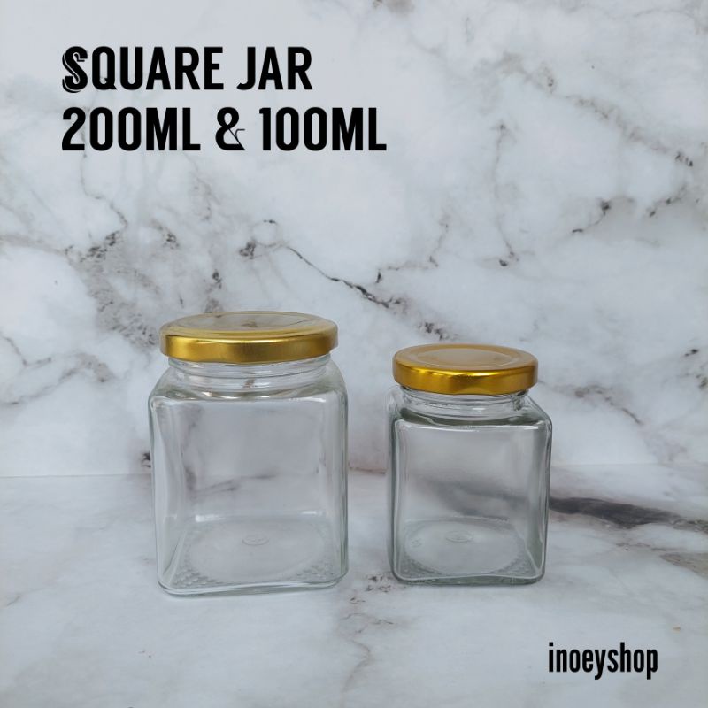 Jual JAR KACA KOTAK 100ml 200ml / TOPLES KACA / SQUARE JAR MADU ...
