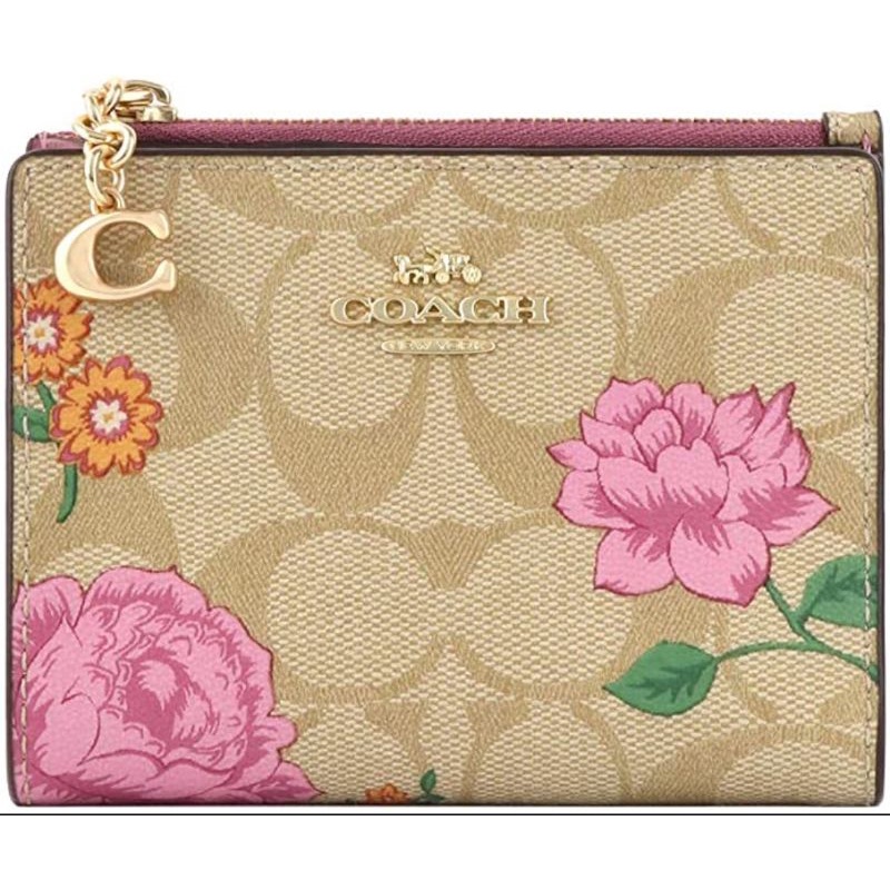 Jual Coach Snap Card Case In Signature Canvas With Prairie Rose Print ...