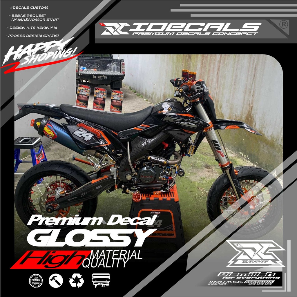 Jual is 00216 sticker decals fullbody kawasaki dtracker orange flow ...