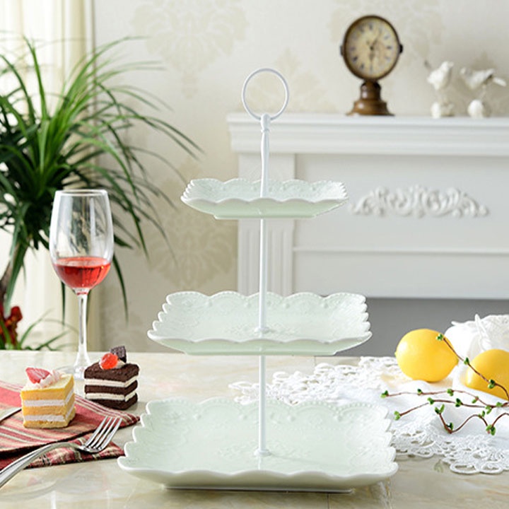 Jual Cake Tier Tempat Kue 3 Susun Putih Kotak Bulat Cupcake Stand | Shopee Indonesia