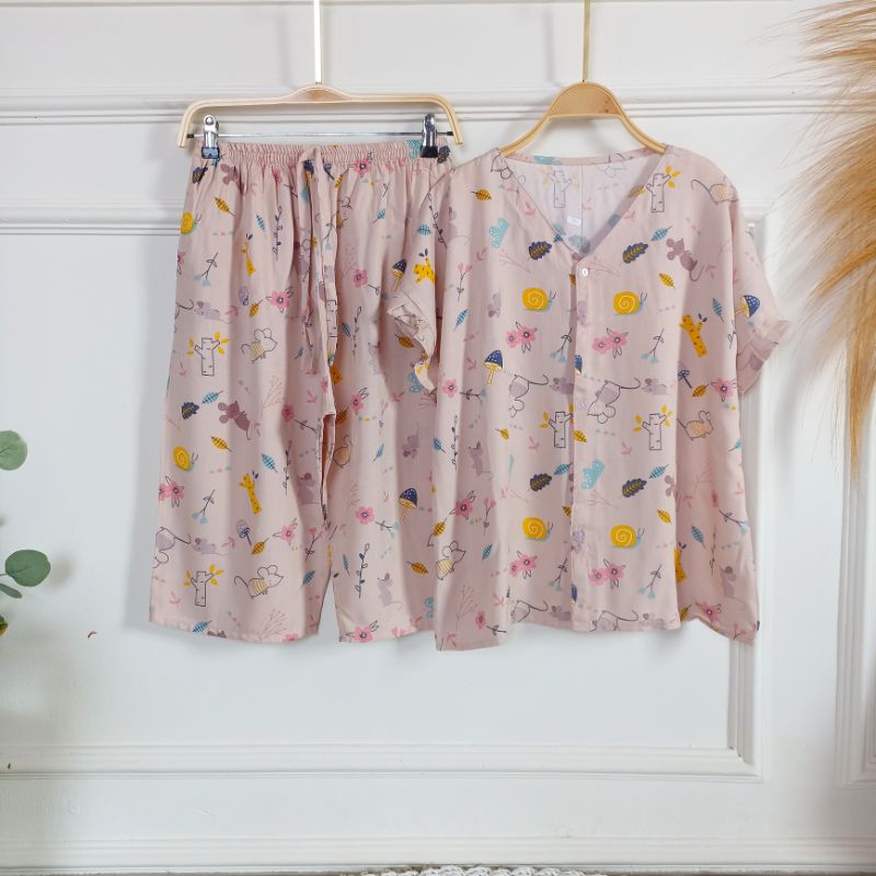 Jual PIYAMA RAYON | PIYAMA VNECK | PIYAMA KEKINIAN | BAJU RUMAHAN|7/8 ...
