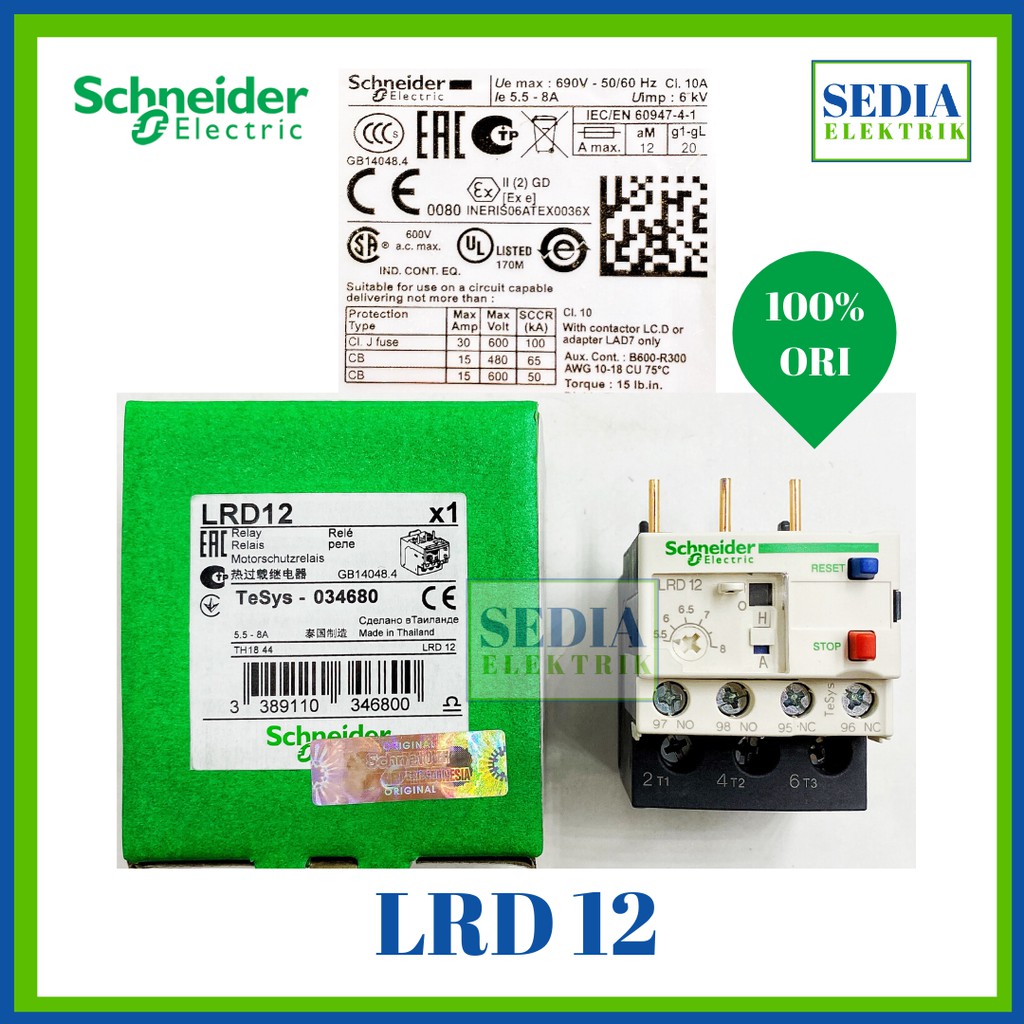 Jual Thermal Overload Relay Schneider LRD 12 LRD12 5.5 - 8A | Shopee ...
