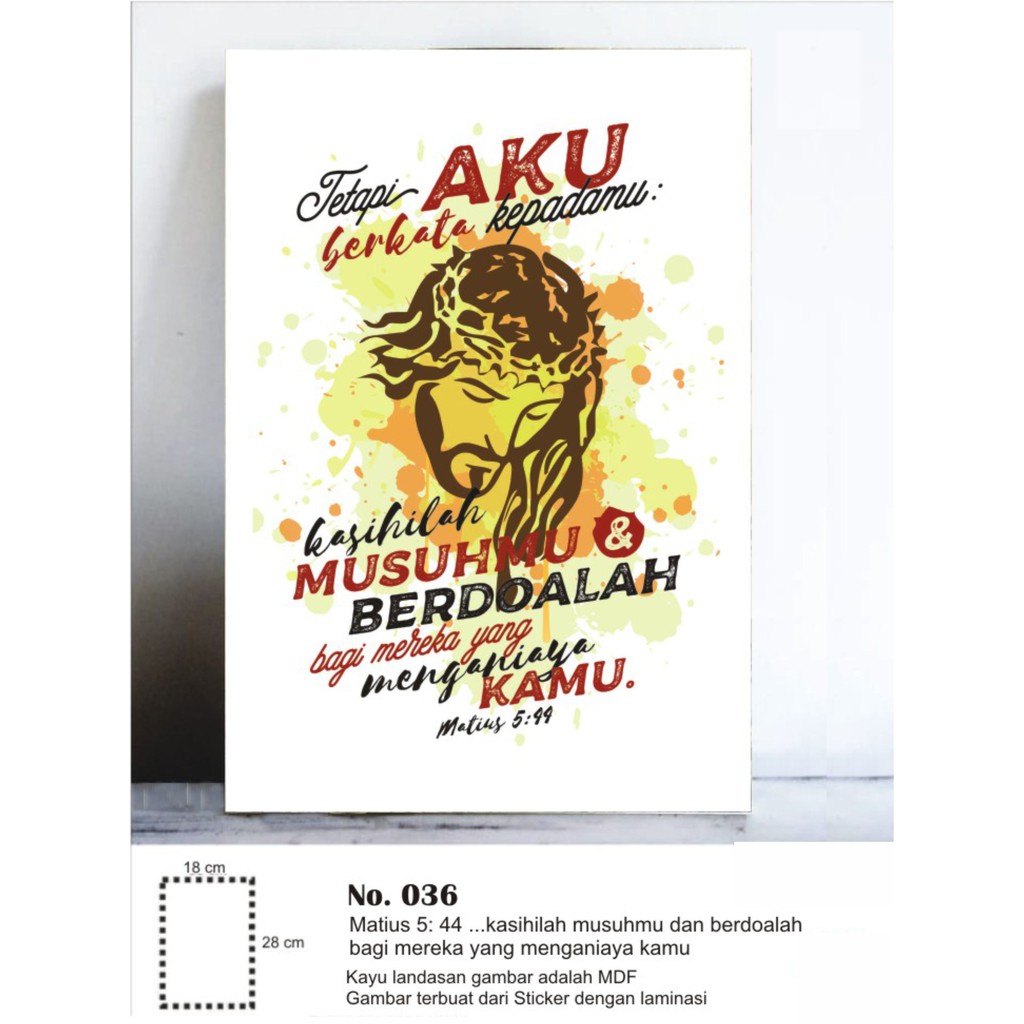 Jual Hiasan Dinding Rohani Ukuran 18 x 28 cm dengan Tema MATIUS 5:44 ...