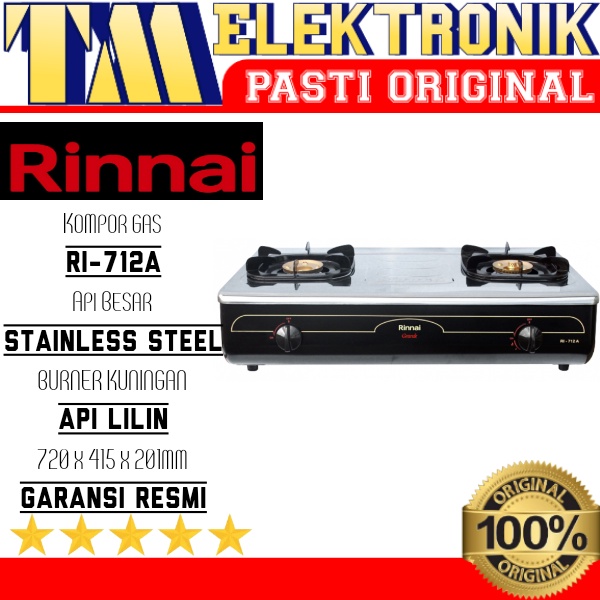 Jual KOMPOR GAS RINNAI RI-712A / Kompor 2 Tungku Api Besar (Stainless ...