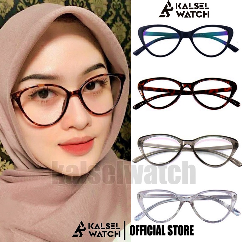 Jual COD Kacamata Frame Anti Radiasi Metal Gaya Cat Eye Horn Untuk Wanita Model Kuping Kucing ...