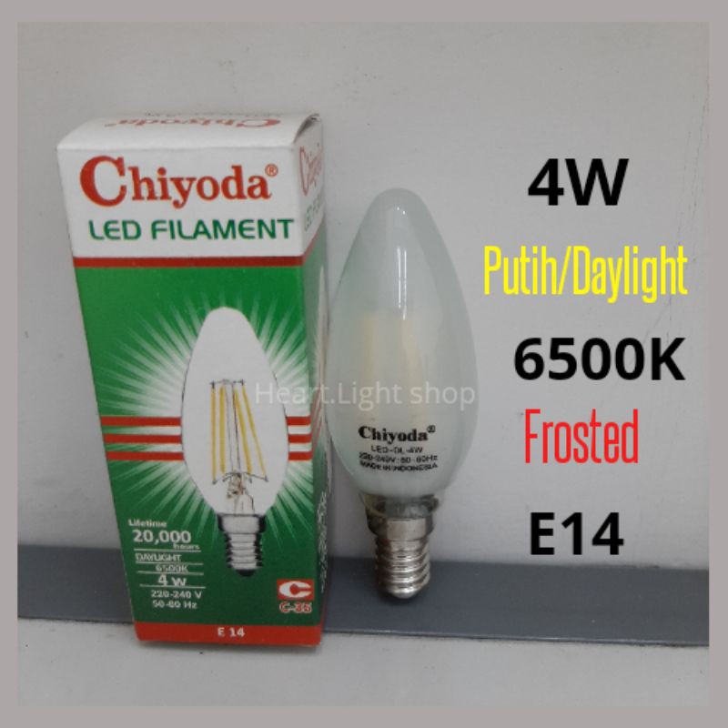 Jual lampu LED FILAMENT 4W 6500K PUTIH DAYLIGHT FROST E14 LAMPU LOMBOK ...