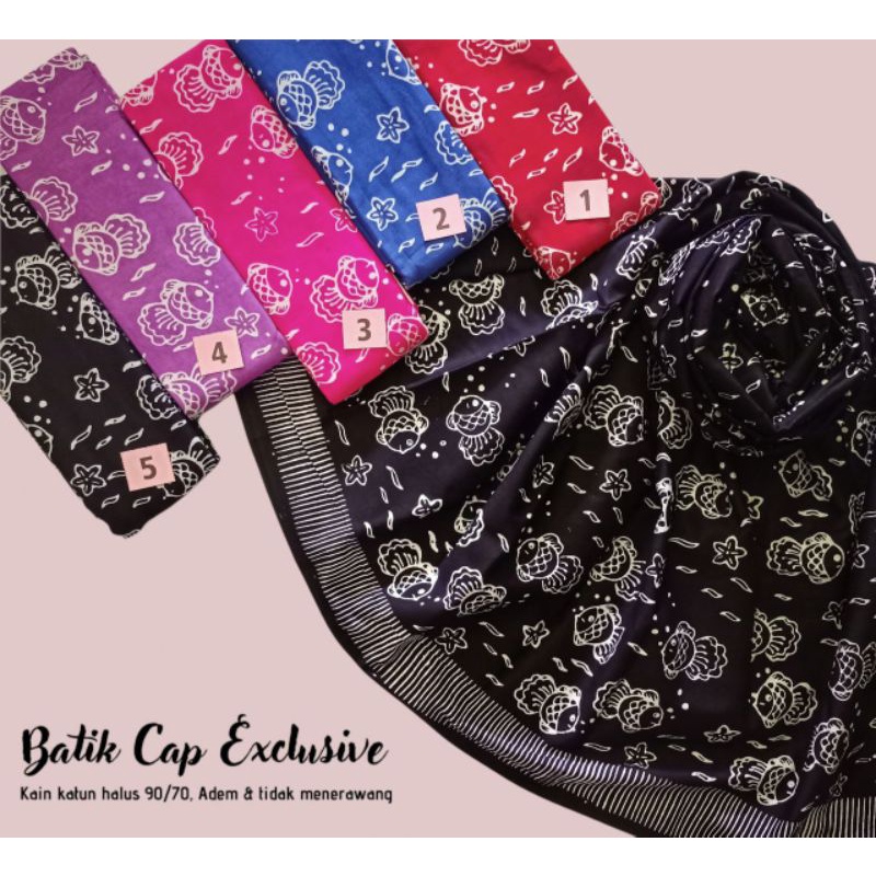 Jual Kain Batik Cap Halus Motif Ikan Batik Ikan Bahan Batik Cap Kain ...