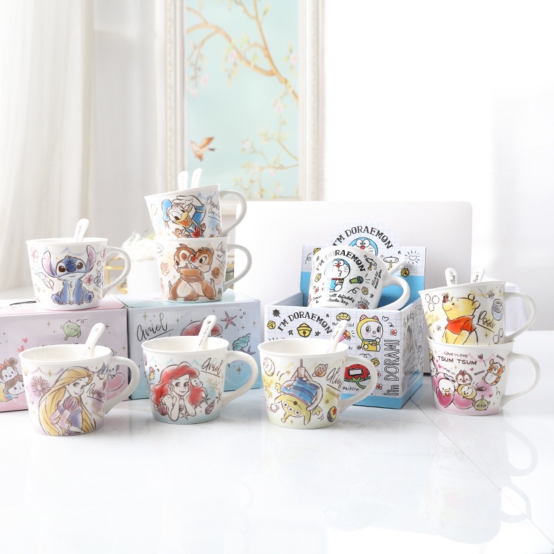 Jual (A0431) Cangkir gelas mug kopi teh disney princess cartoon lucu ...